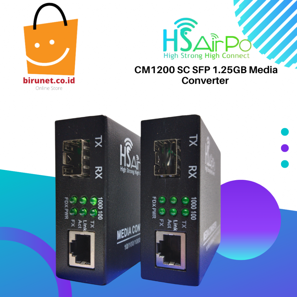 HSAirPo CM1200 SC SFP 1.25GB Media Converter - Birunet Media Komputindo ...