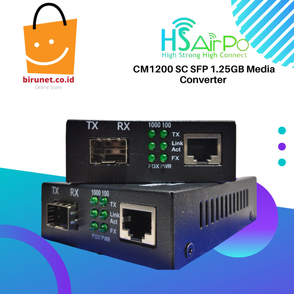 HSAirPo CM1200 SC SFP 1.25GB Media Converter - Birunet Media Komputindo ...